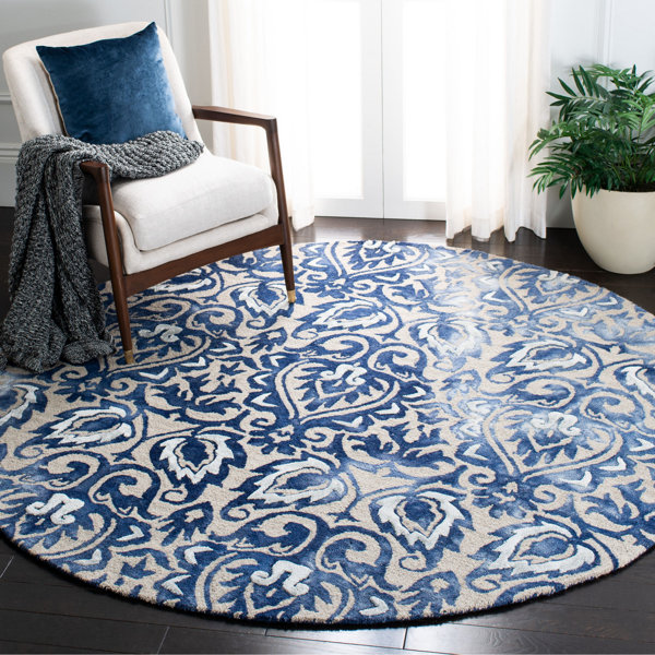 Charlton Home® Pimentel Hand Tufted Wool/Cotton Geometric Rug in Royal Blue & Reviews - Wayfair ...